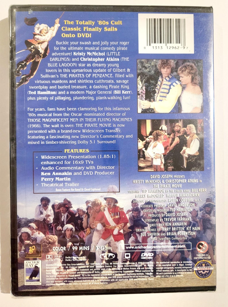 The Pirate Movie DVD Kristy Mcnichol Christopher Atkins 1982 NEW ...