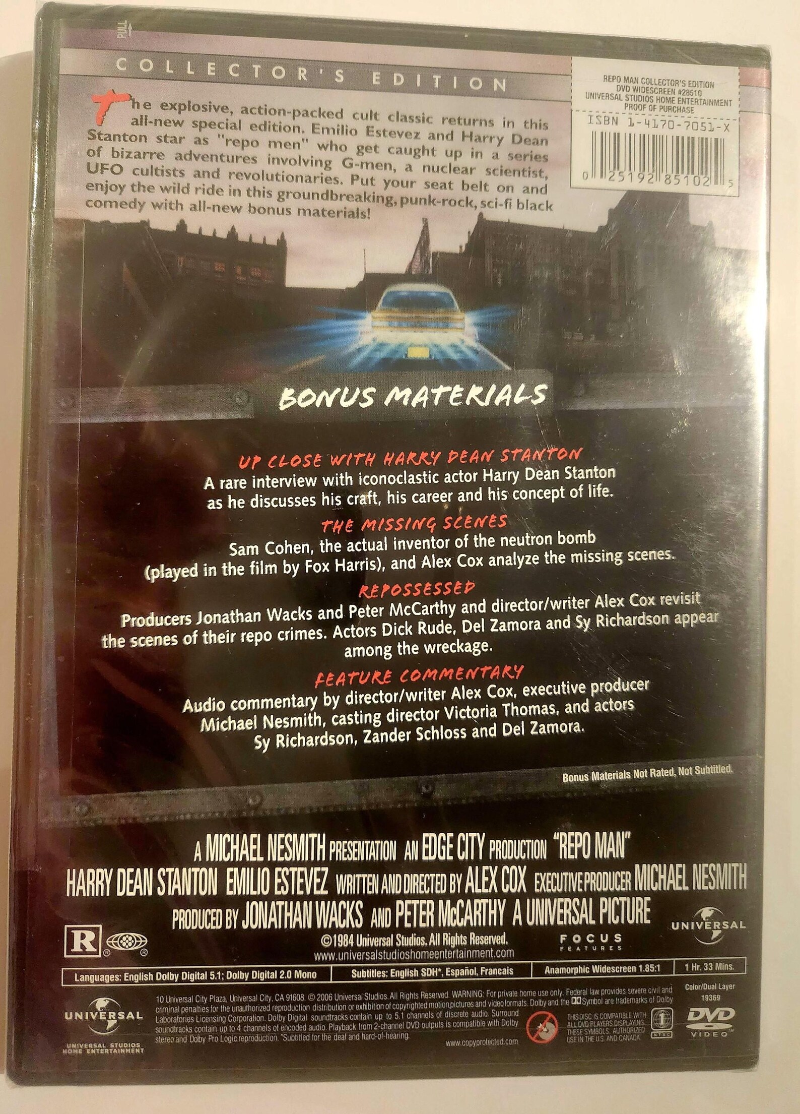 Repo Man DVD Vintage 1984 Emilio Estevez Harry Dean Stanton NEW ...