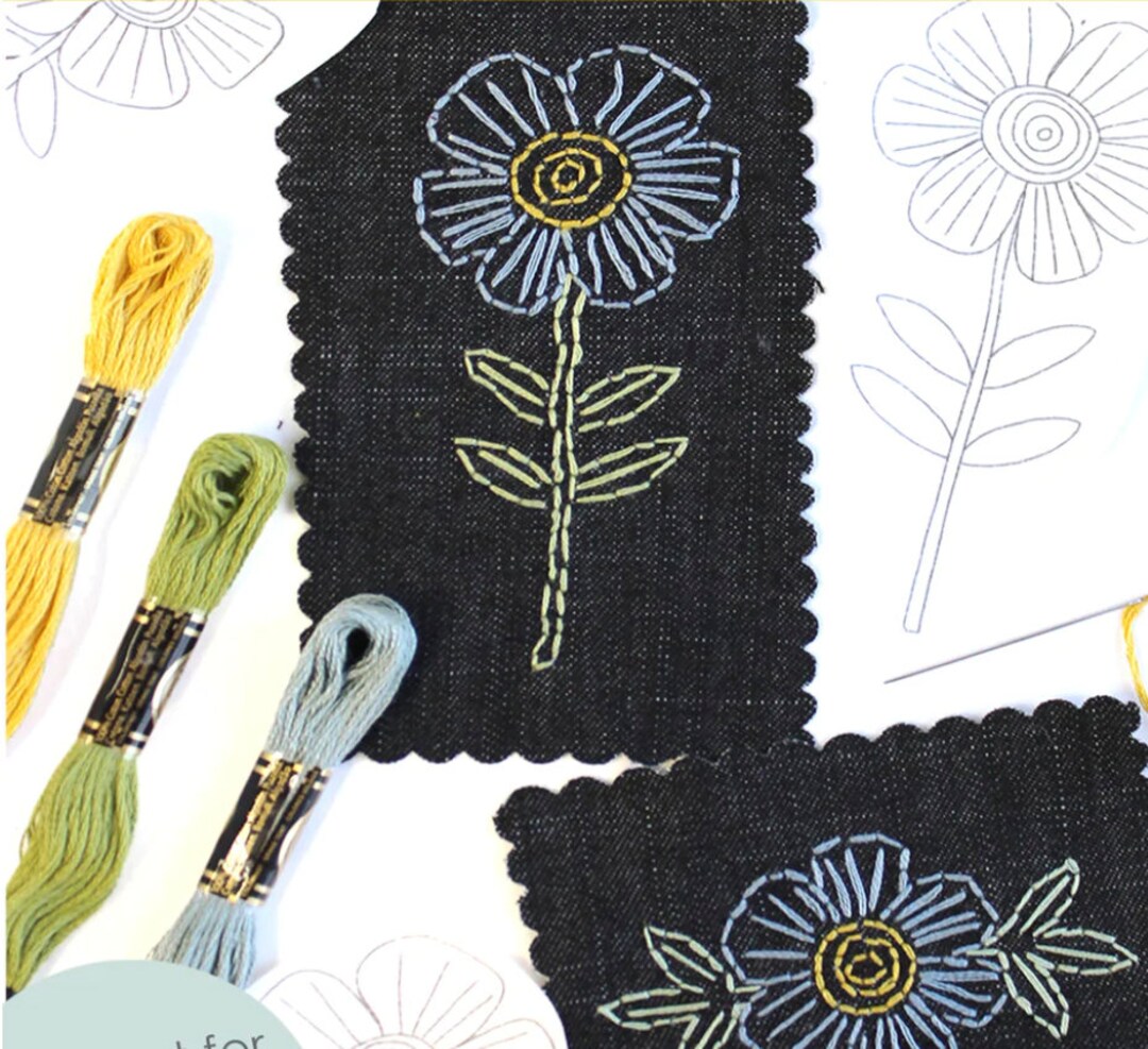 Blue Flowers Stick and Stitch Embroidery Kit - Etsy