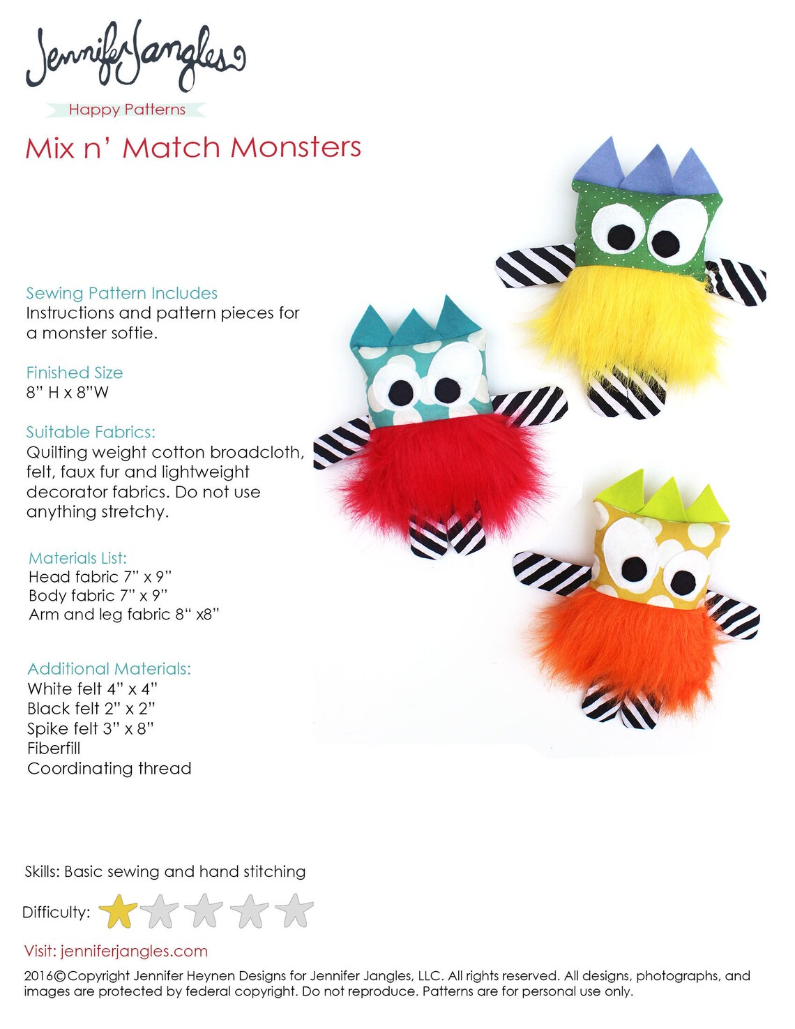 Mix N Match Monsters PDF Sewing Pattern | Etsy