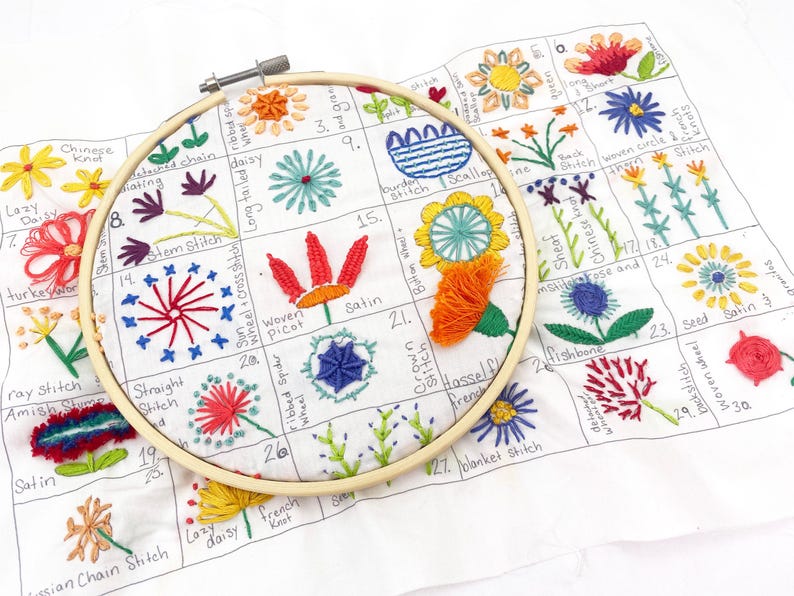 30 Day Sampler - Flowers - Original (rectangle Sampler) - Etsy