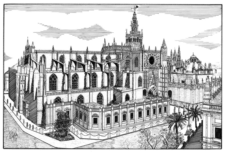 Painting, Drawing, Cathedral, Seville, - Etsy