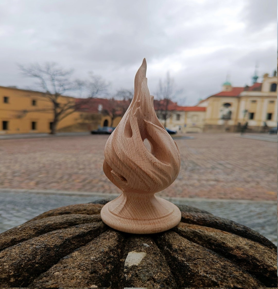 Fire Flame Wooden Finial, Oak Stair Newel Post - Etsy