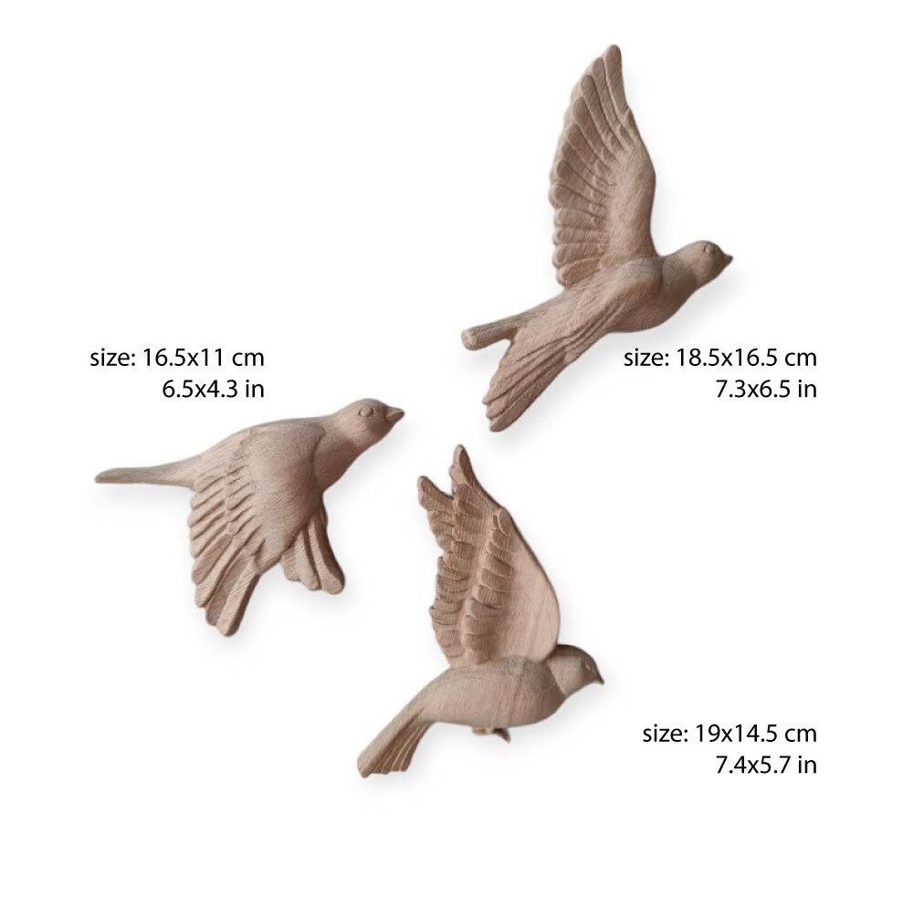 Flying Birds Wooden Wall Decor Set of 3 - Etsy