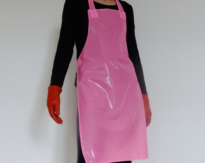 Shiny PVC Apron, Shiny Hot Pink Plastic, Unisex Style, One Size ...
