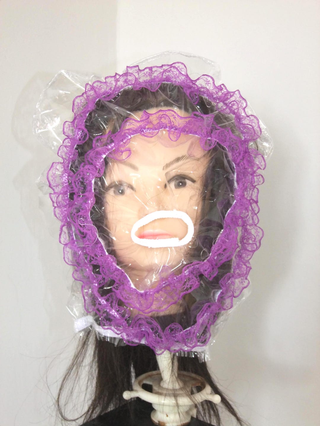 PVC Sissy Punishment Mask Humiliation Plastic Roleplay Frilly Femme Dom ...
