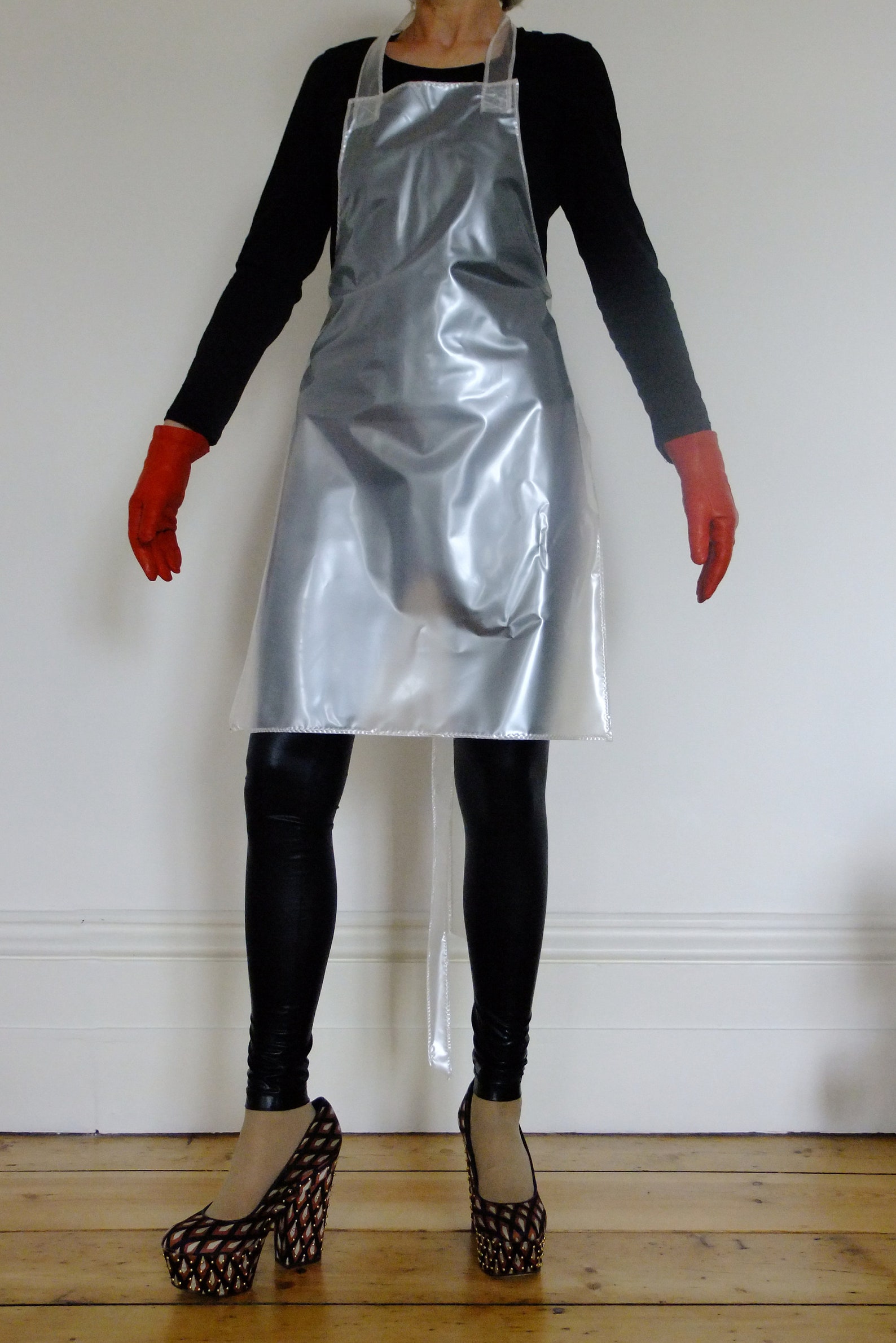 Clear Shiny PVC Apron – Kitchen Coverall With Straps for Roleplay and ...