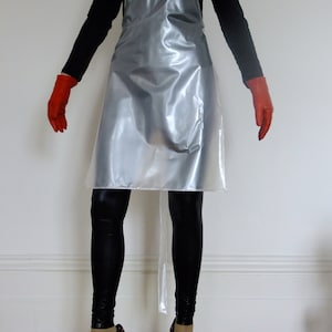 Shiny PVC Apron, Semi Clear Pearly White Plastic, Unisex Style, One ...