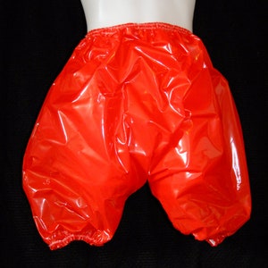 Shiny Red PVC Bloomers Underwear Plastic Pants Undies Briefs Long Leg ...