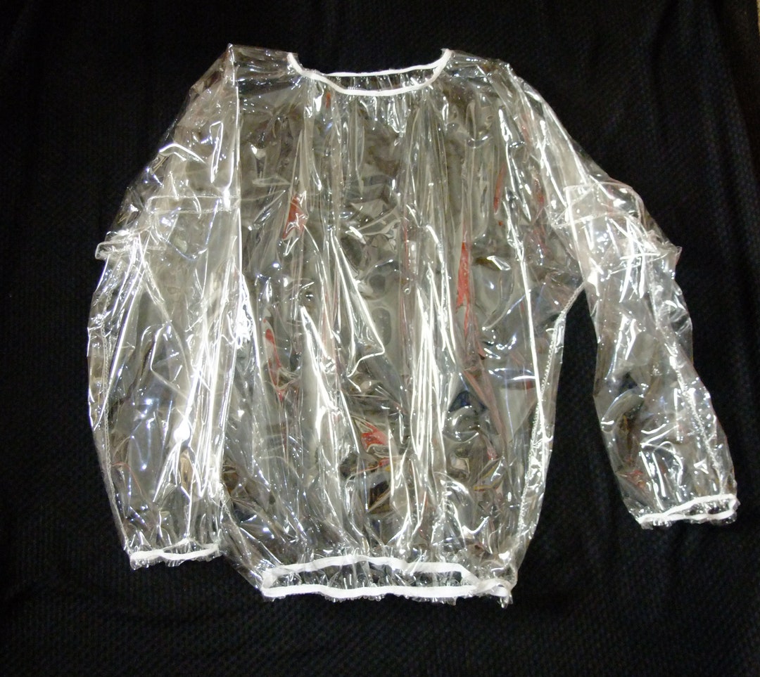 Glass Clear PVC Tee Shirt T Top. Long Sleeve Baggy Plastic Sauna Shirt ...