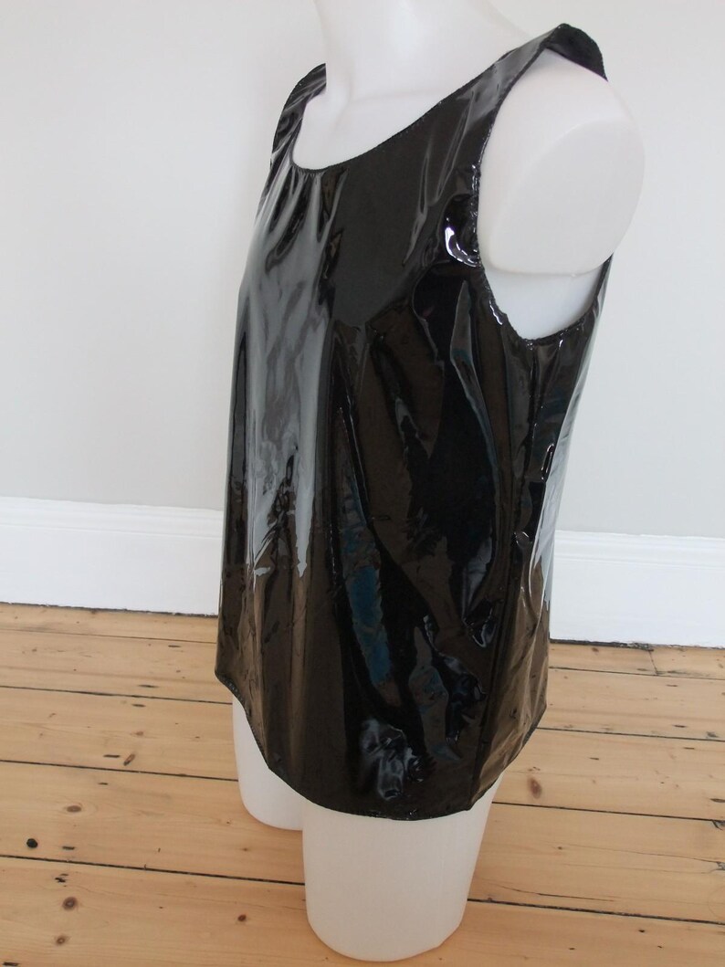 Black PVC Vest - Shiny Plastic Menswear - Black PVC U Like Fabric Top ...