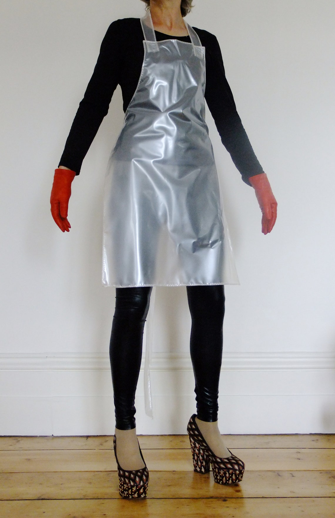 Shiny PVC Schort Semi Clear Pearly White Plastic Unisex - Etsy Nederland