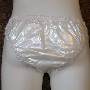 Men's PVC Pouch Panties, Shiny Pearly Semi Clear White Plastic, Mens ...