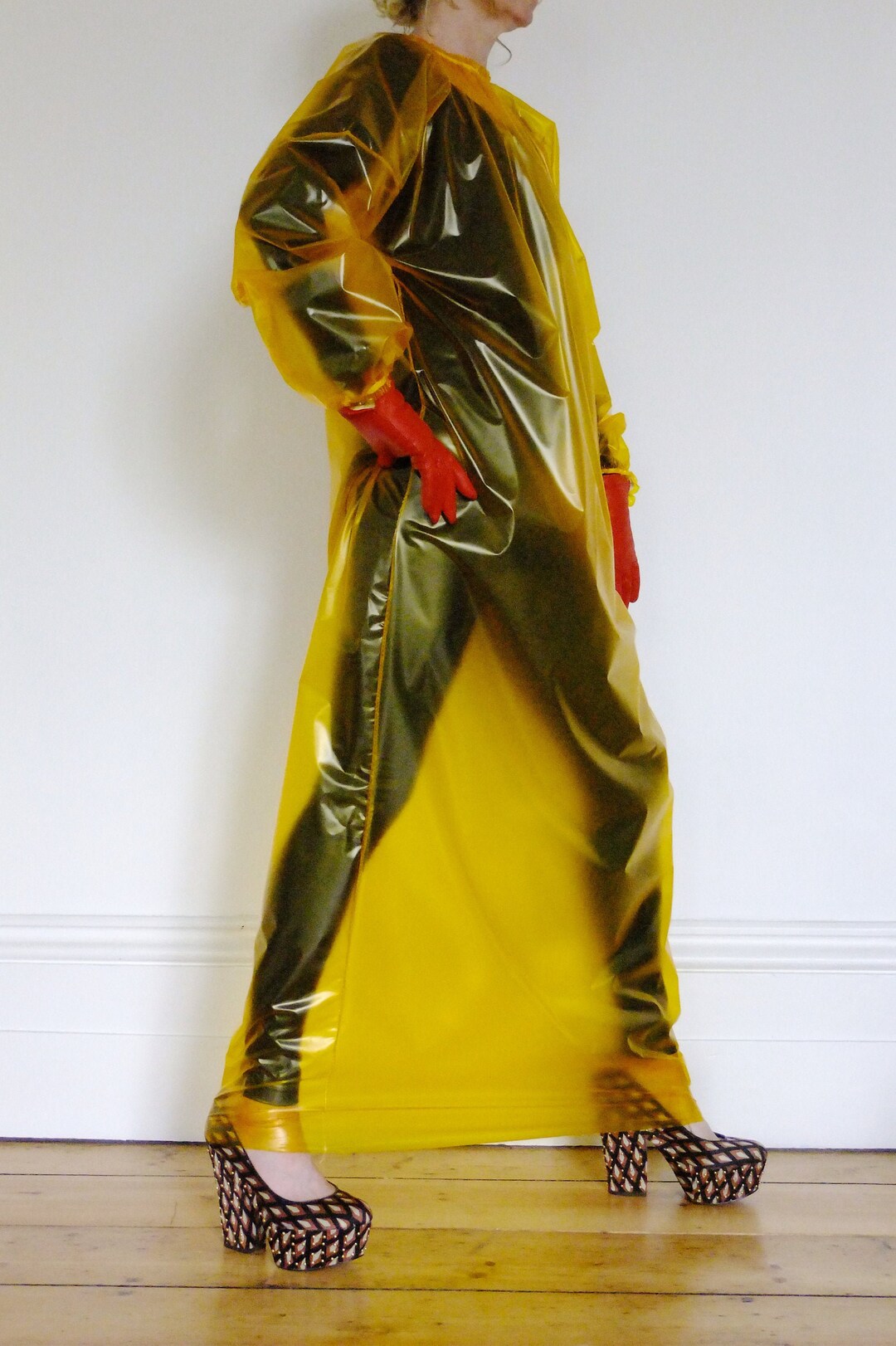 PVC Long 60 Dress / Shirt / Robe / Gown. Size Large 38. Mens Womens ...