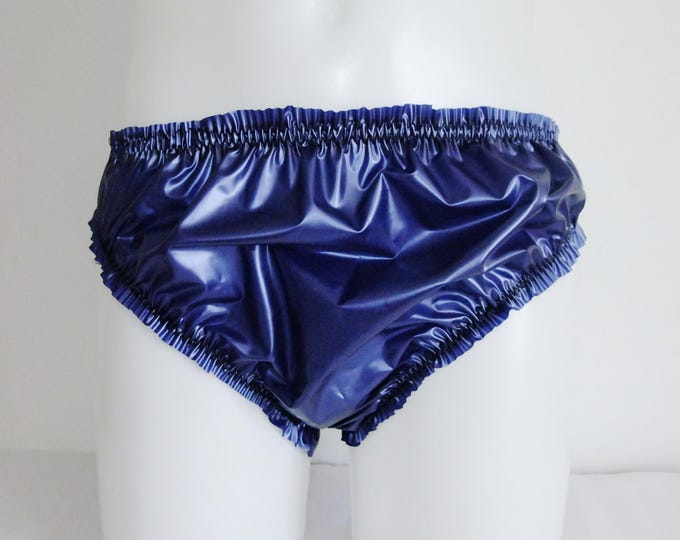 PVC Briefs Shiny Metallic Blue Plastic Panties Pants Baggy Knickers Non ...