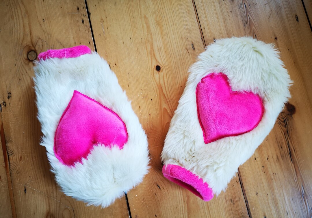 Adult Sized Mitts Furry Fluffy Padded Roleplay Enclosed Lined Gloves ...