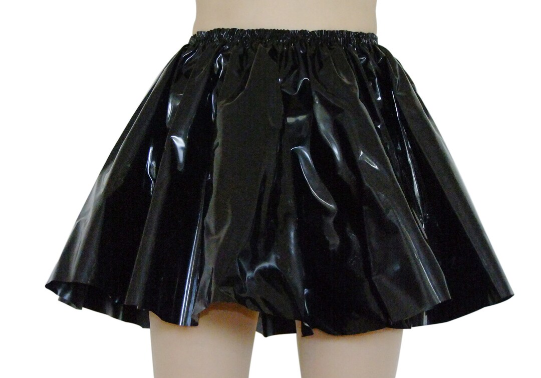 PVC Skating Skirt Circular Plastic Mini Shiny Black Pearly White Vinyl ...
