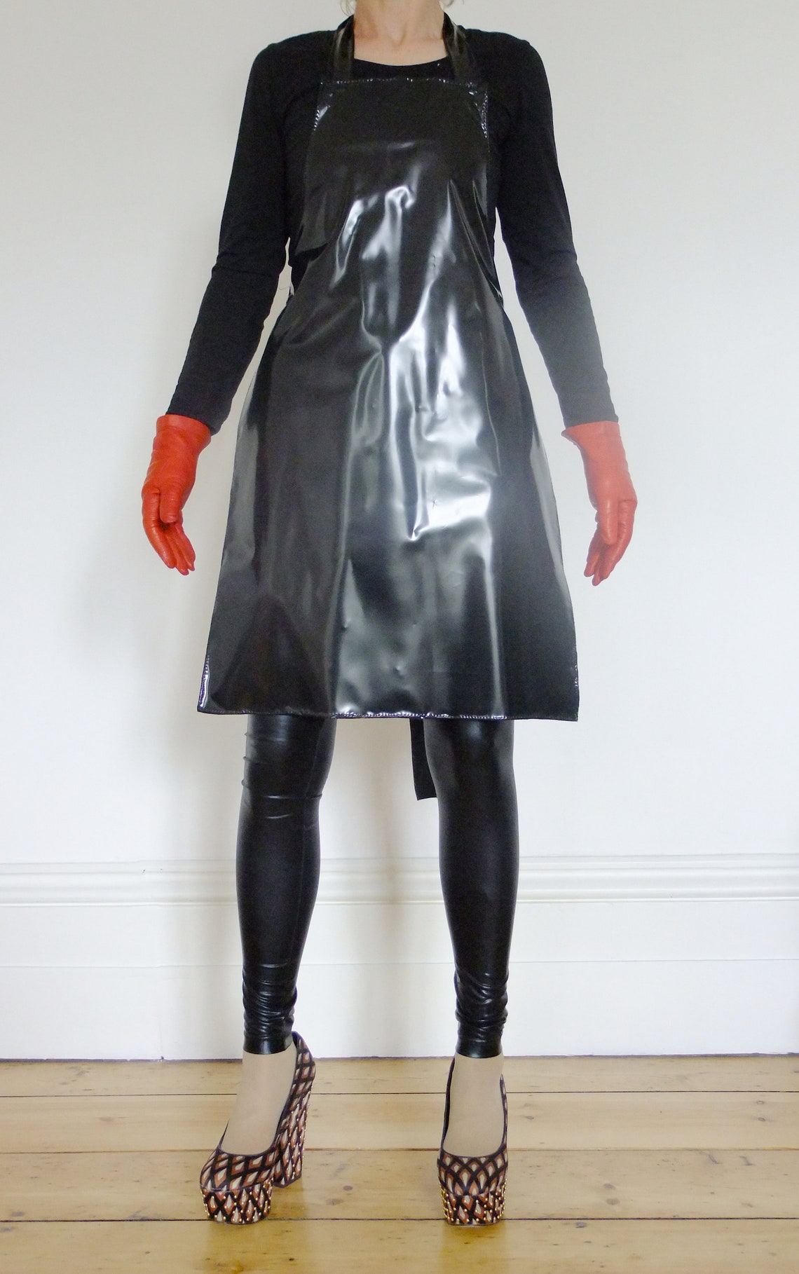 Shiny Black PVC Apron Pinny Pinnie Overall Plastic Kitchen - Etsy