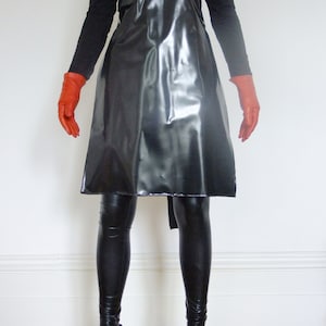 Shiny Black PVC Apron Pinny Pinnie Overall Plastic Kitchen Wear Strappy ...