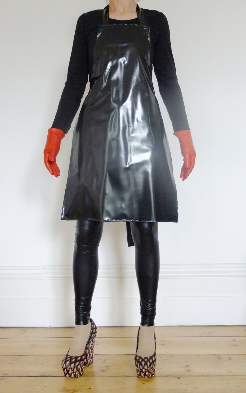 Shiny PVC Apron Black Plastic Unisex Style One Size | Etsy