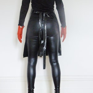 Shiny Black PVC Apron Pinny Pinnie Overall Plastic Kitchen Wear Strappy ...