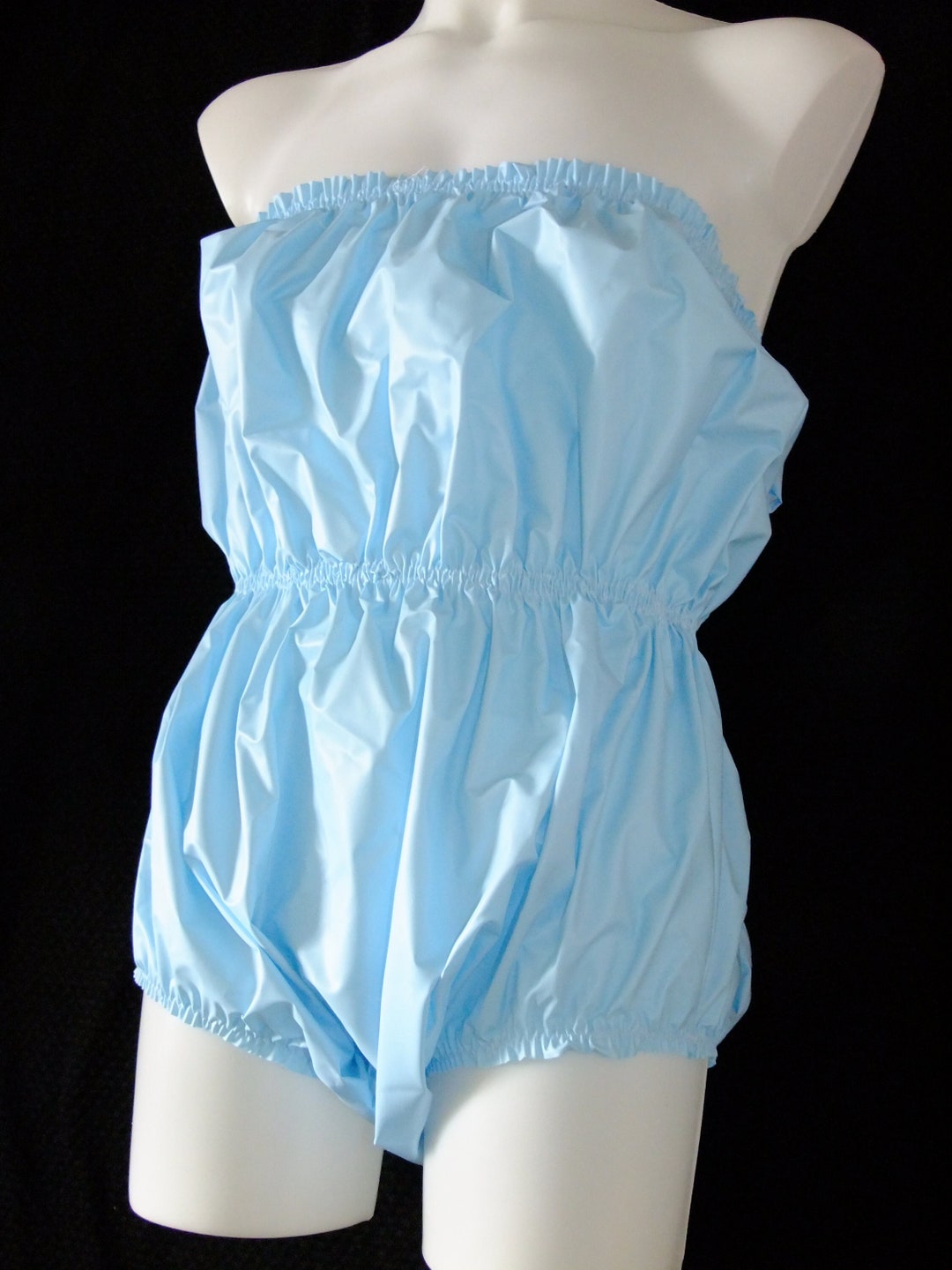PVC Play Suit Blue Vinyl Playsuit Plastic Romper Diaper Cover Sissy ...