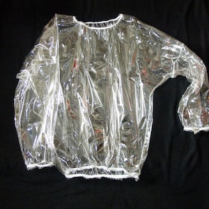 Glass Clear PVC Tee Shirt T Top. Long Sleeve Baggy Plastic Sauna Shirt ...
