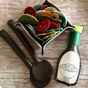 Felt Salad Set, Pretend Food, Felt Food, Play Restaurant Food, Play ...