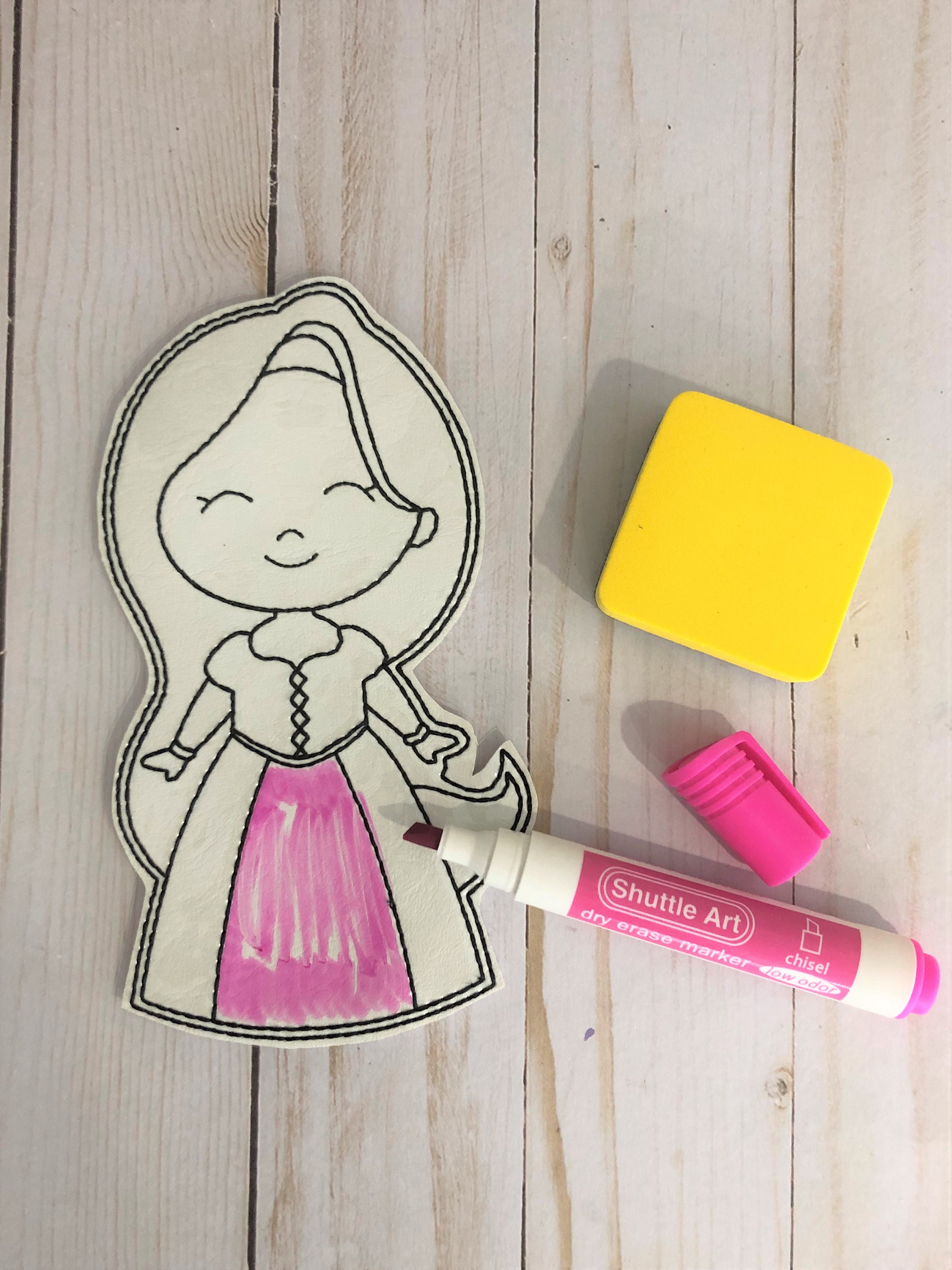 Reusable Coloring Page Coloring Doll Dry Erase Coloring | Etsy