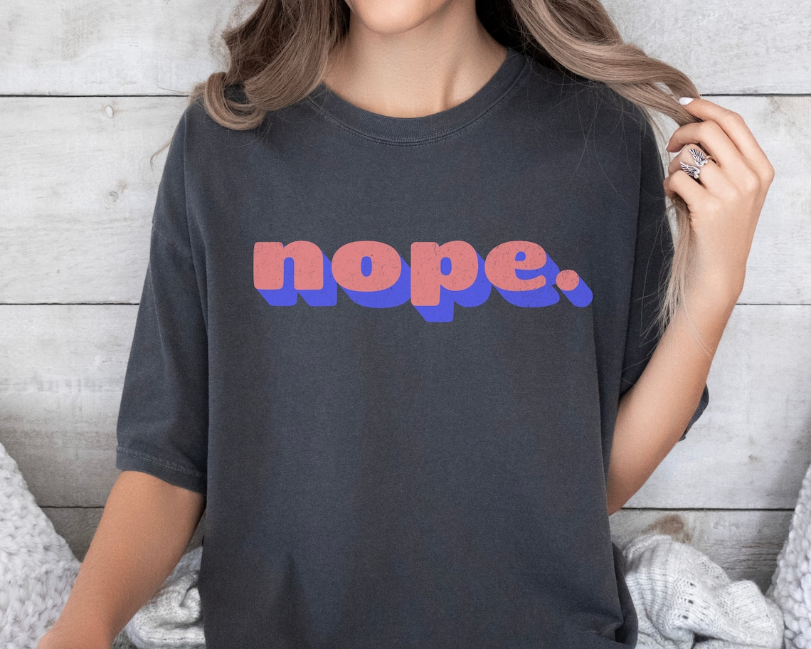 Nope PNG, Funny Retro Lettering Graphic Printable, POD Design, Trendy ...