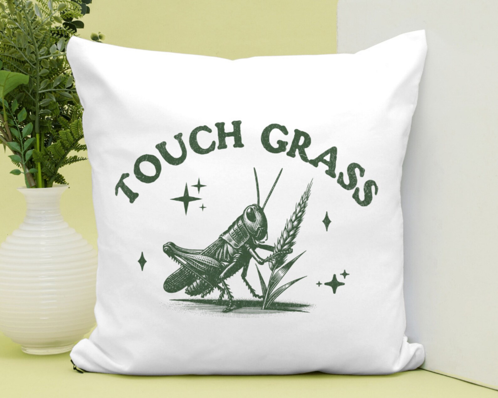 Touch Grass PNG, Funny Retro Illustration Meme Graphic Printable, POD ...