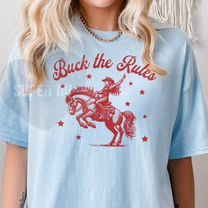 Buck the Rules PNG, Retro Cowgirl Graphic Printable, POD Design, Trendy ...