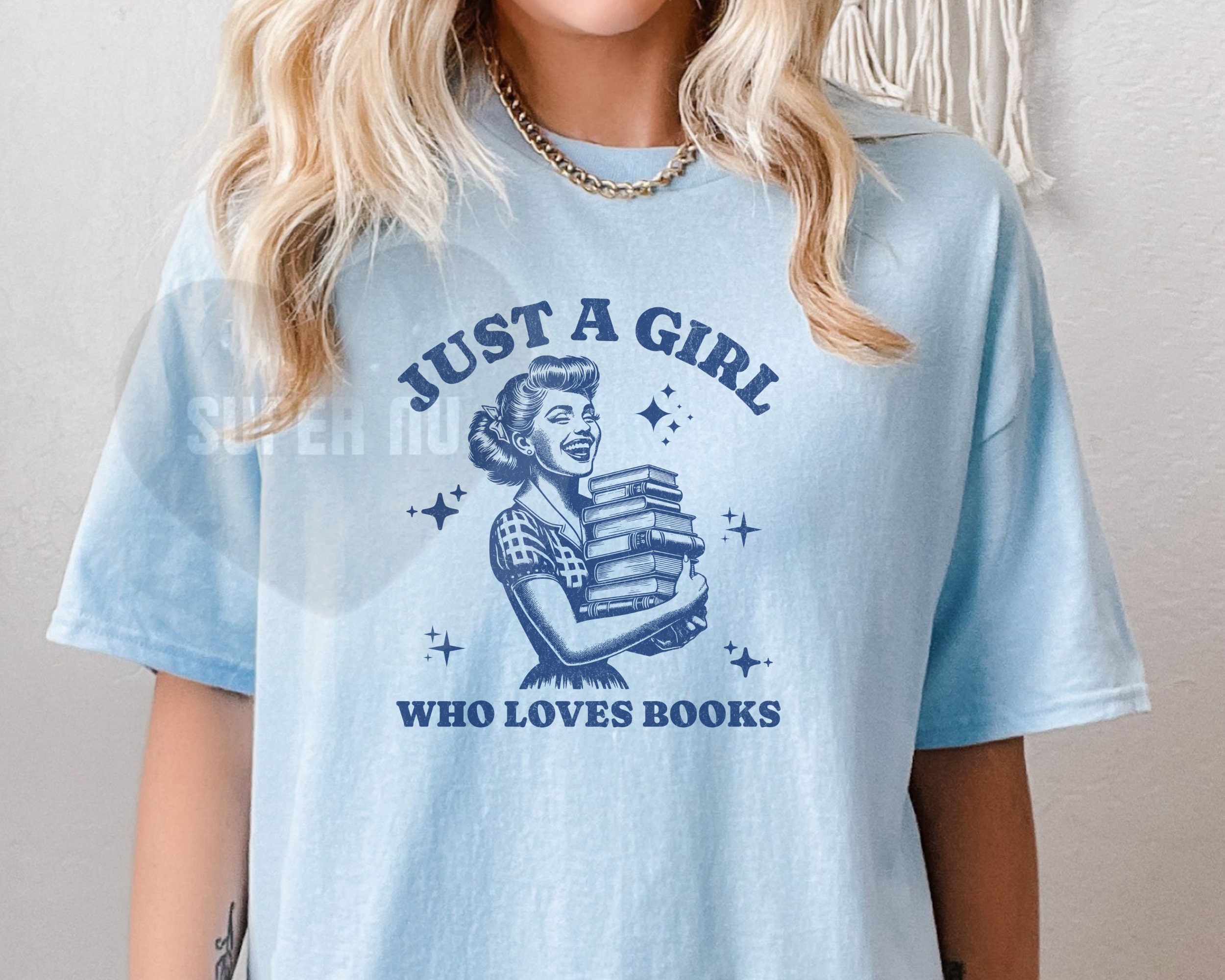 Just a Girl Who Loves Books PNG, Funny Retro Meme Graphic Printable ...
