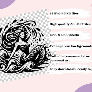 Mermaid SVG PNG Bundle, Fantasy Mermaid Svg, Mermaid Silhouette Svg ...