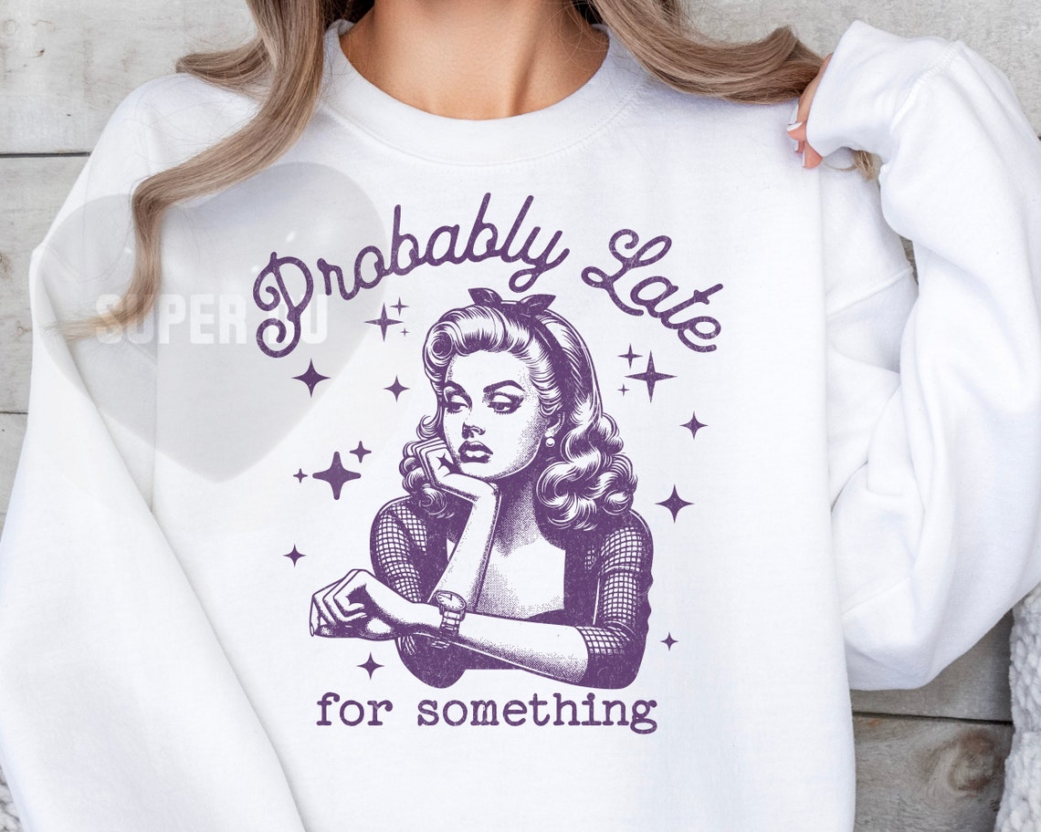 Probably Late for Something PNG, Funny Retro Woman Meme Graphic ...