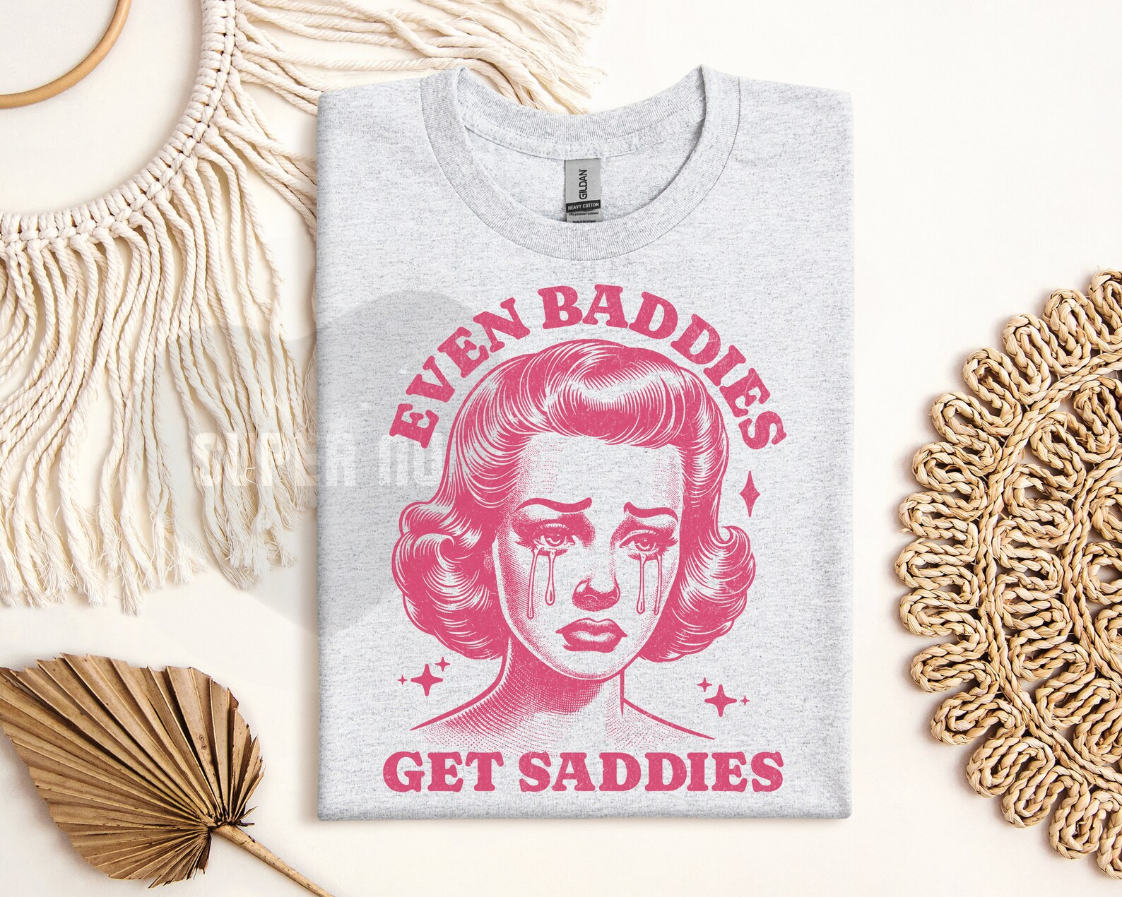 Even Baddies Get Saddies PNG, Funny Retro Sad Girl Housewife Graphic ...