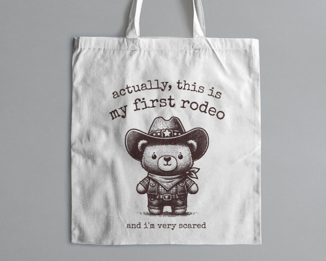 First Rodeo Teddy Bear Cowboy PNG, Retro Meme Graphic Printable, Funny ...