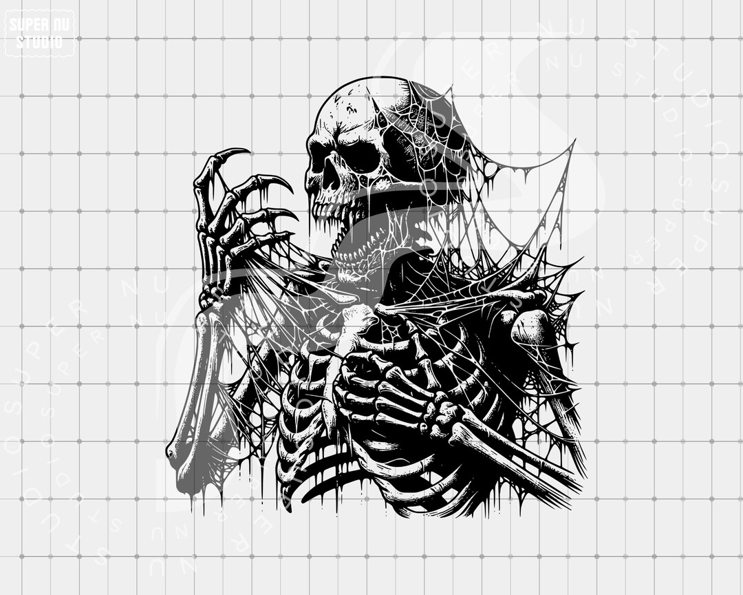 Screaming Skeleton With Cobwebs PNG, Retro Sublimation Design Trendy ...