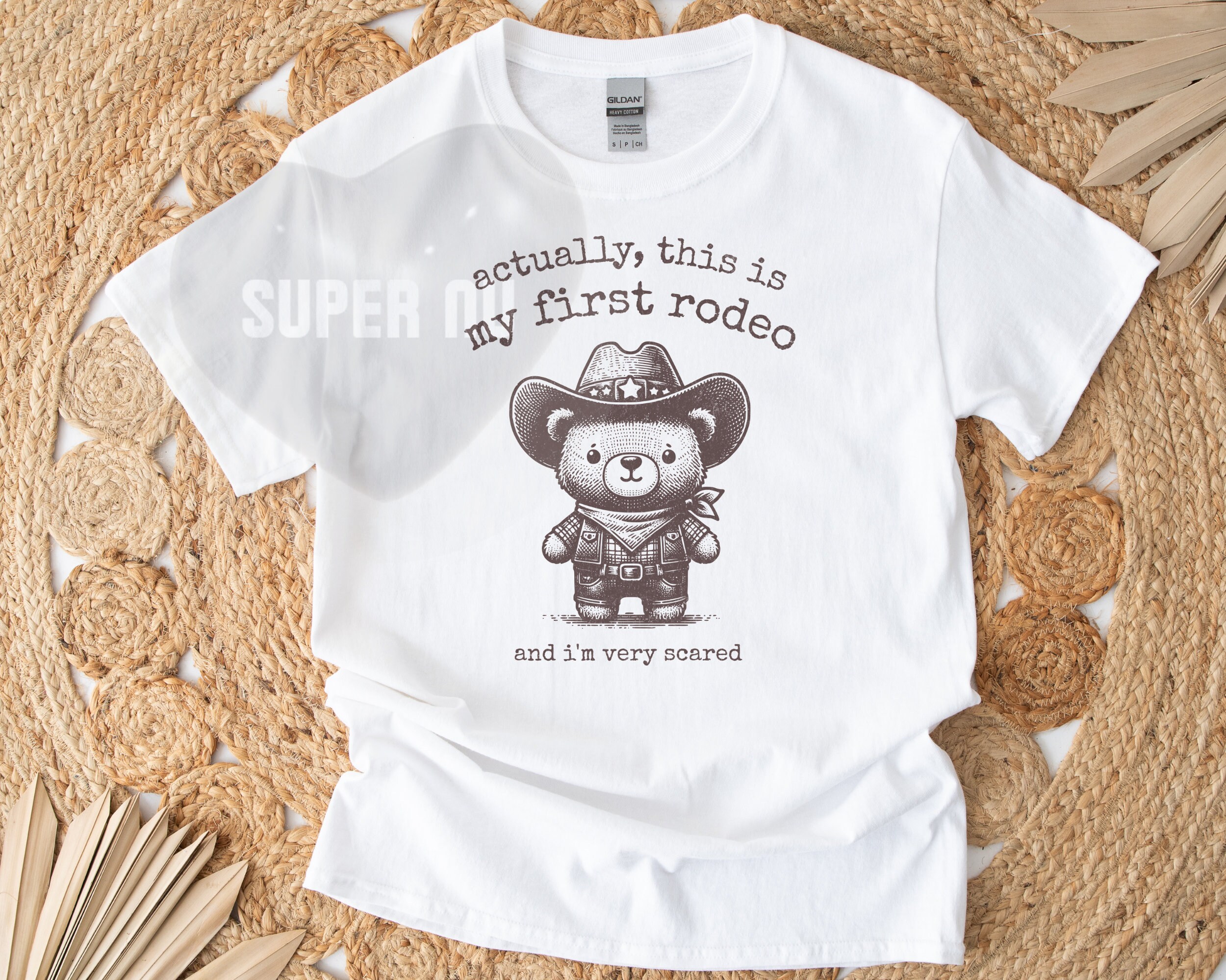 First Rodeo Teddy Bear Cowboy PNG, Retro Meme Graphic Printable, Funny ...