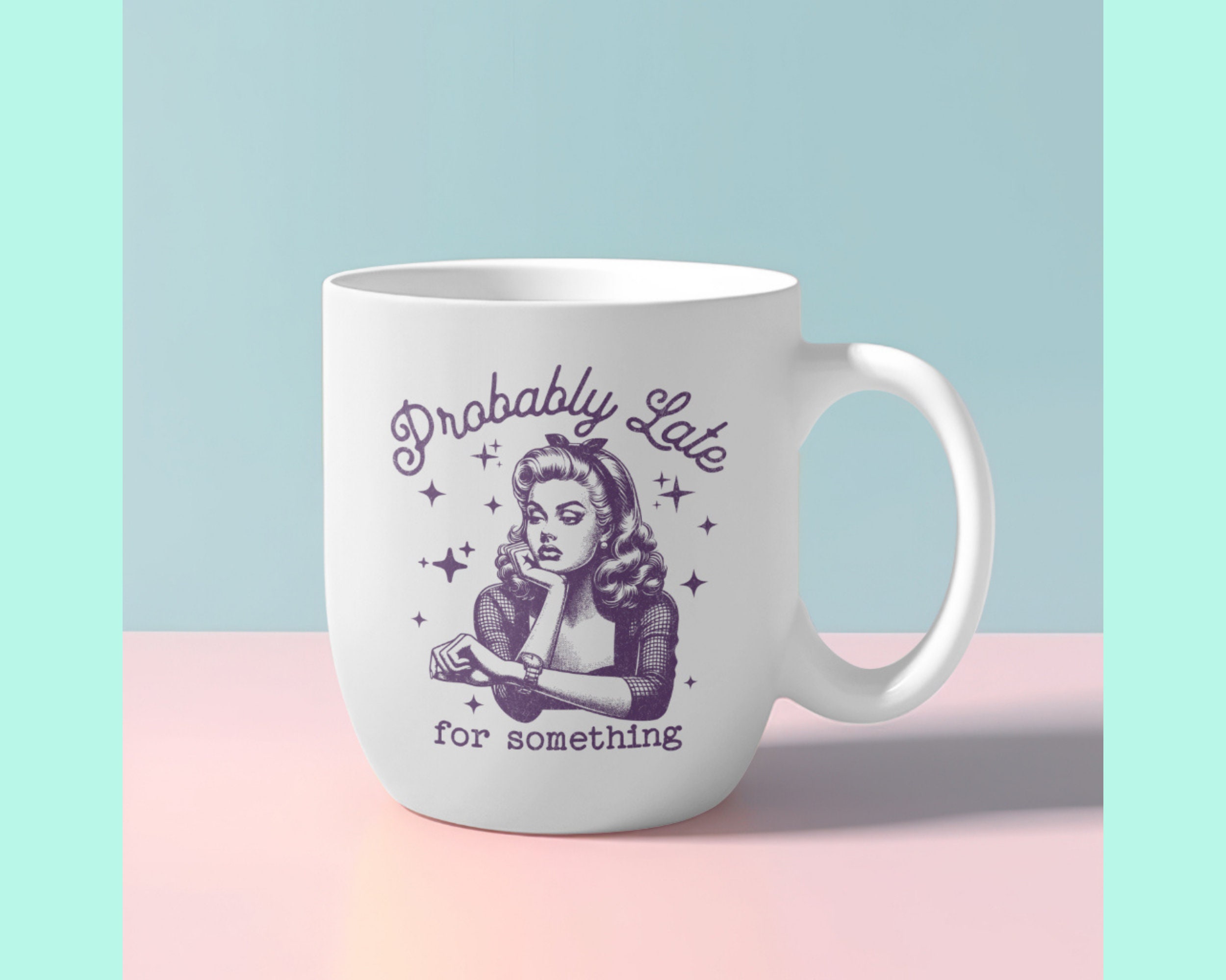 Probably Late for Something PNG, Funny Retro Woman Meme Graphic ...