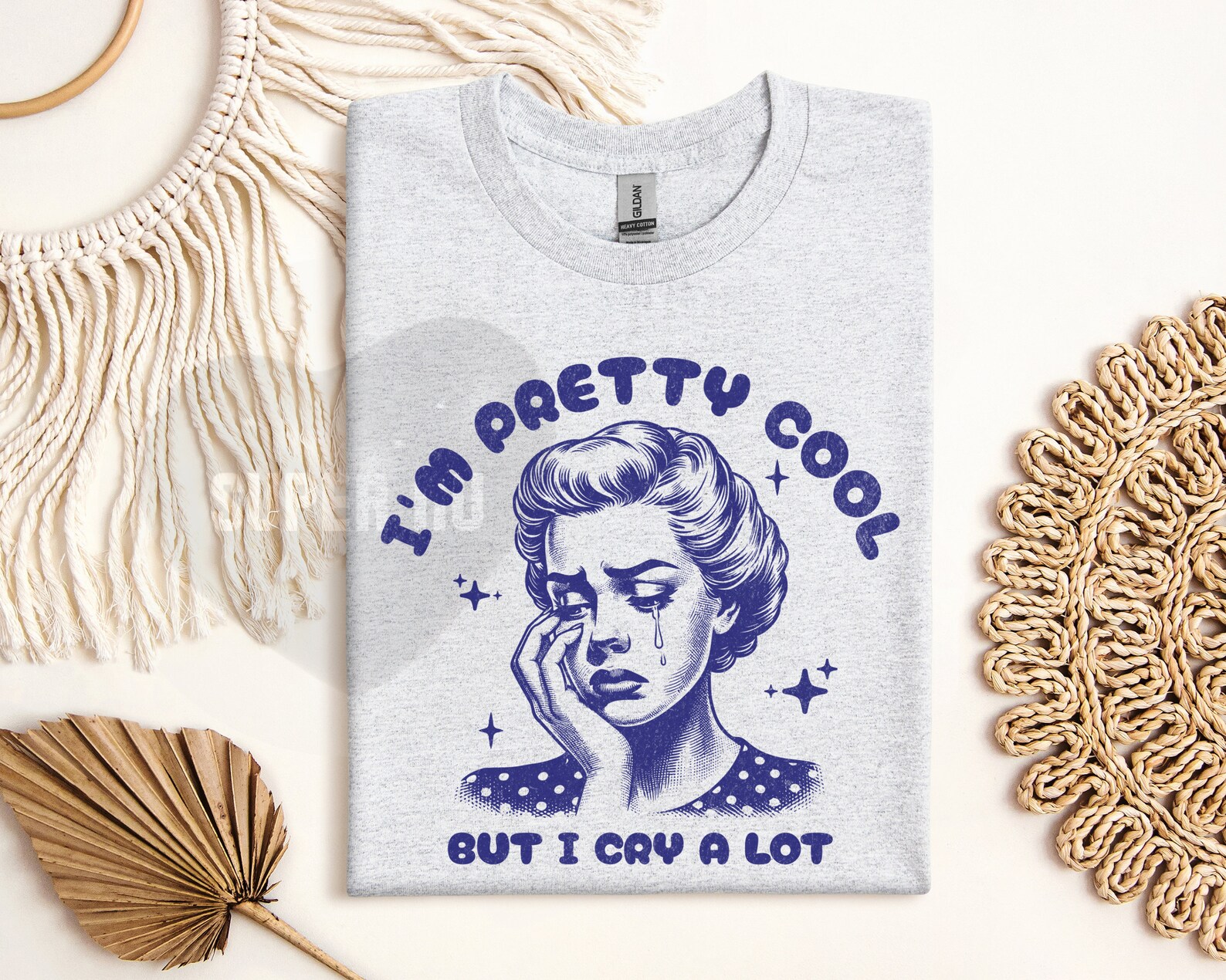 I'm Pretty Cool but I Cry A Lot PNG, Funny Retro Meme Graphic Printable ...