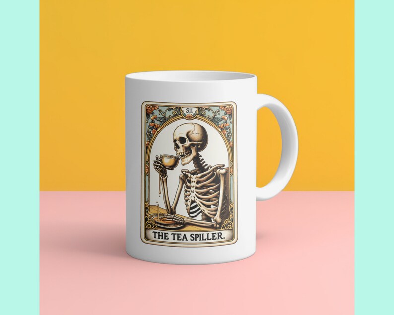 The Tea Spiller Tarot Card PNG, Funny Retro Skeleton Meme Graphic ...