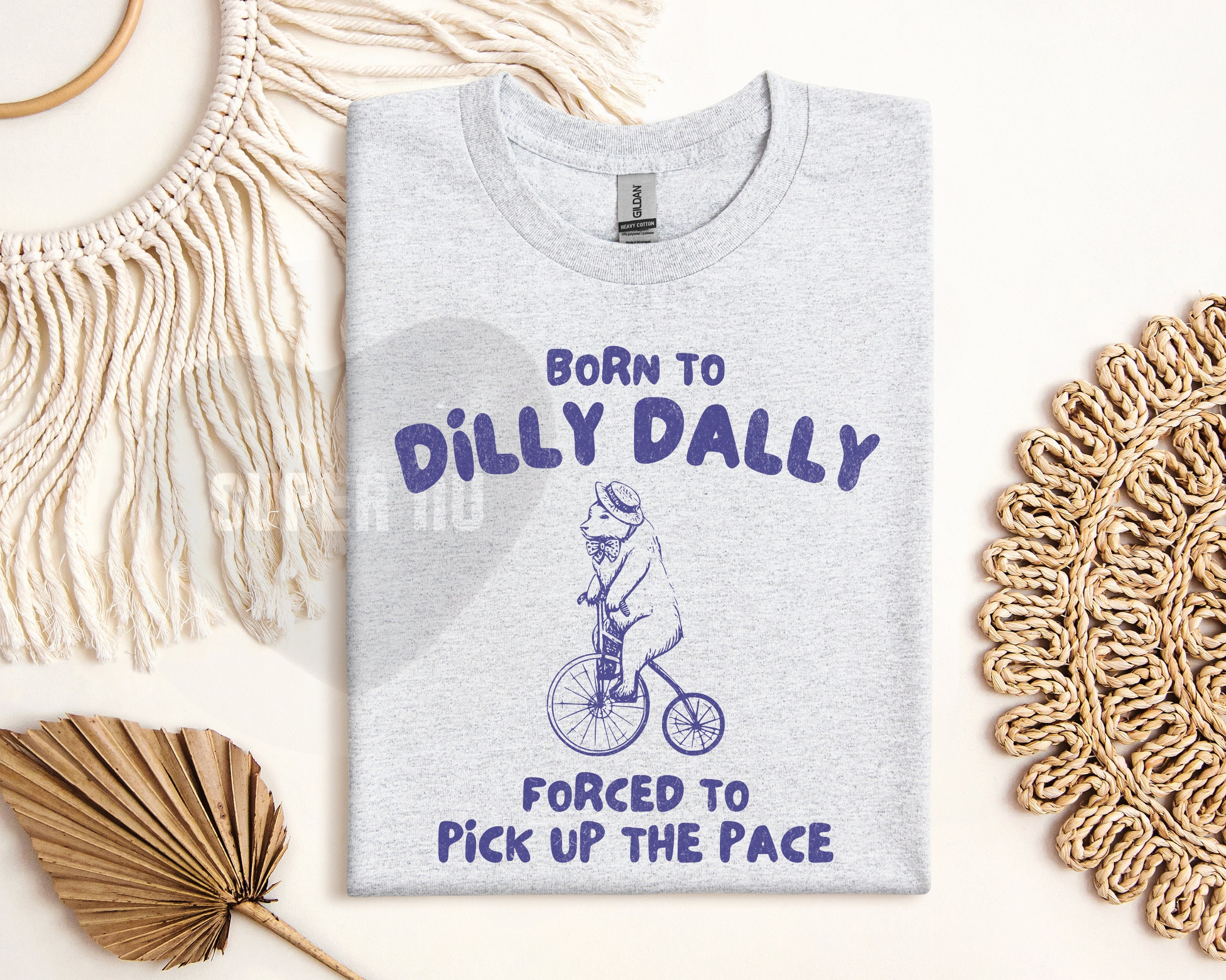 Born to Dilly Dally PNG, Retro Meme Graphic Printable, Funny Bear on ...