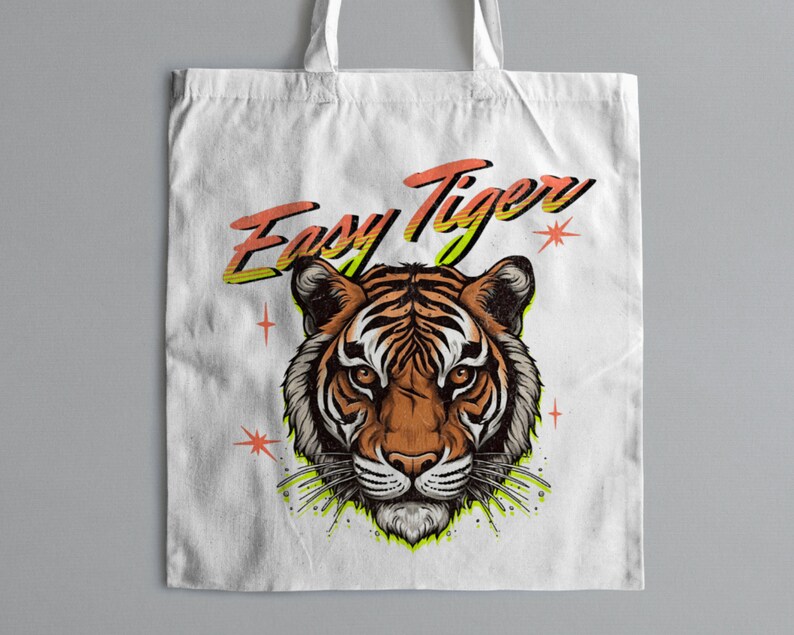 Easy Tiger PNG, Funny Retro Tiger Meme Graphic Printable, POD Design ...