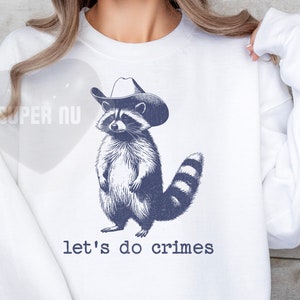 Let's Do Crimes Raccoon PNG, Funny Retro Meme Graphic Printable, POD ...