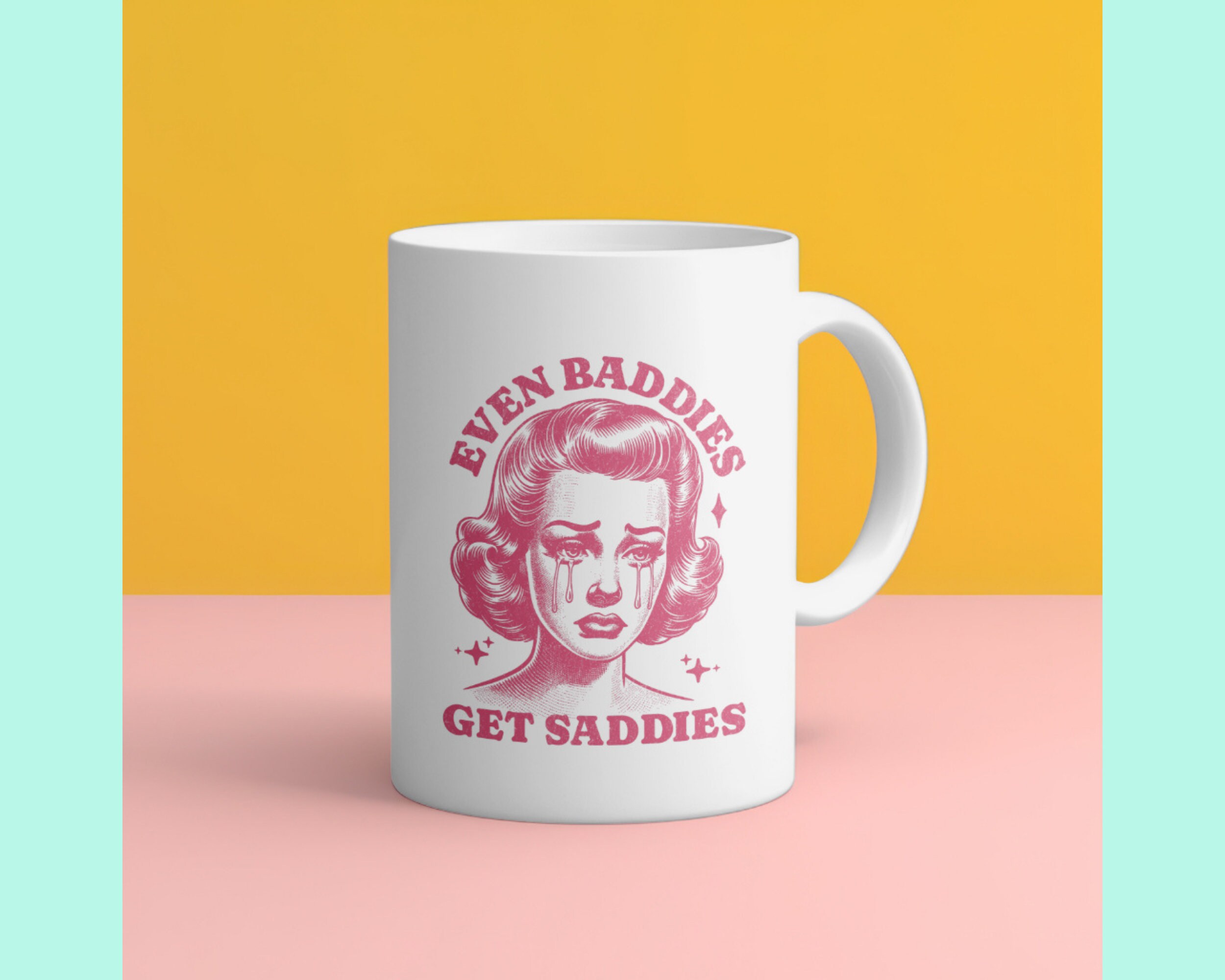 Even Baddies Get Saddies PNG, Funny Retro Sad Girl Housewife Graphic ...