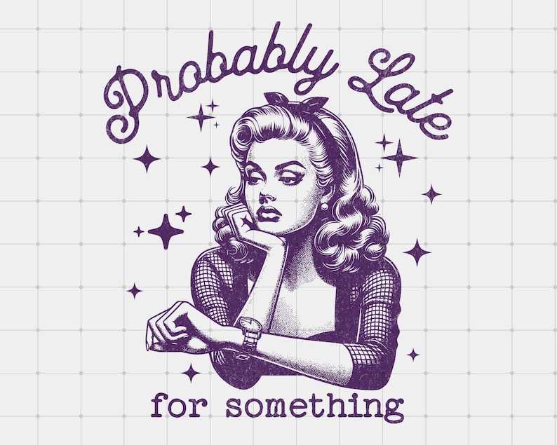 Probably Late for Something PNG, Funny Retro Woman Meme Graphic ...