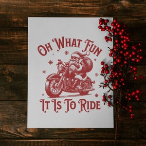 Oh What Fun It is to Ride PNG, Funny Christmas Png, Motorcycle Santa ...