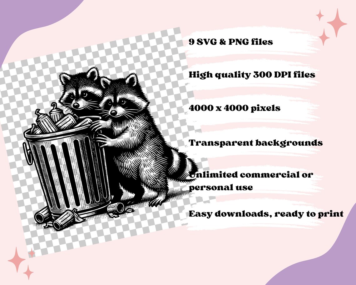 Trash Panda Raccoon SVG PNG Bundle, Funny Raccoon Svg, Raccoon Meme Svg ...