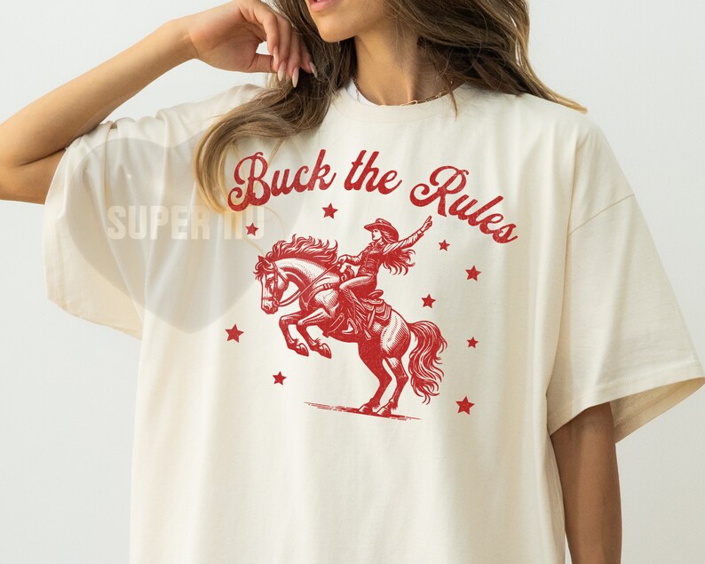 Buck the Rules PNG, Retro Cowgirl Graphic Printable, POD Design, Trendy ...